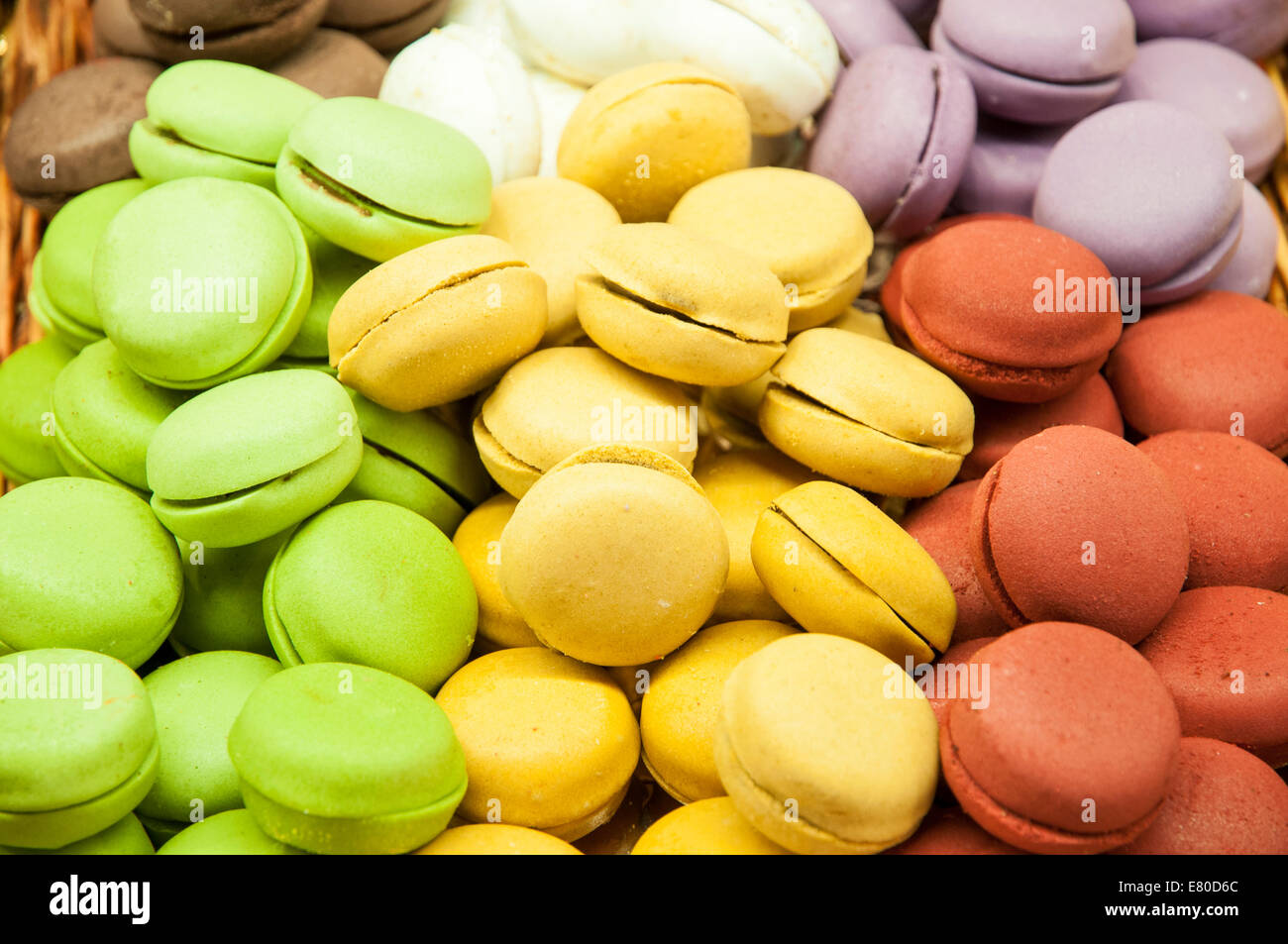 candy colored macarons ready to eat Stock Photo - Alamy