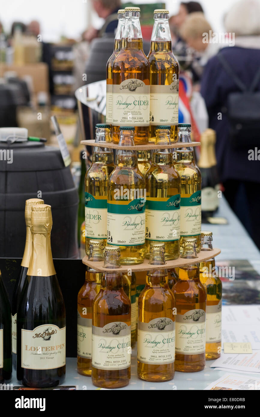 Bottles of Vintage cider on display Stock Photo - Alamy