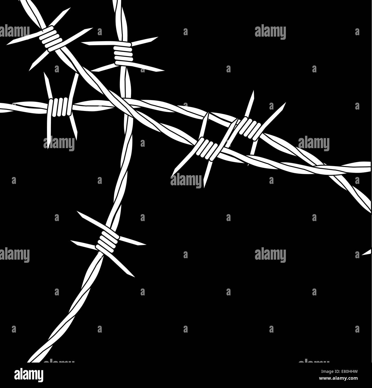 Barbs on a section of barbed wire on a black background Stock Photo - Alamy