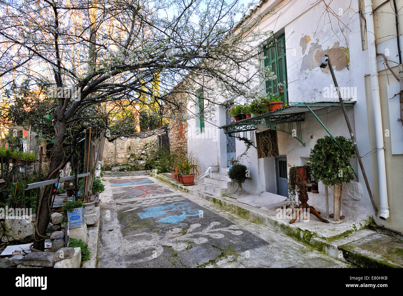 Traditional houses in Plaka area under Acropolis ,Athens,Greece Stock ...