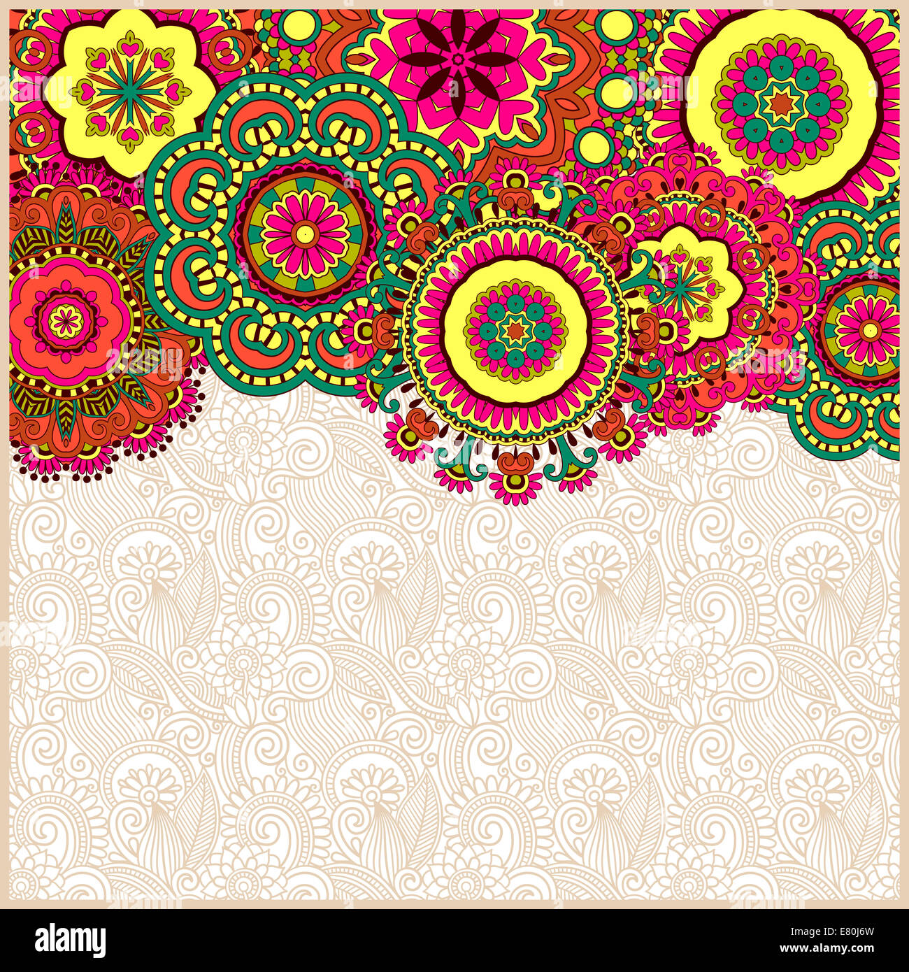 ornamental floral background with circle flower design Stock Photo - Alamy