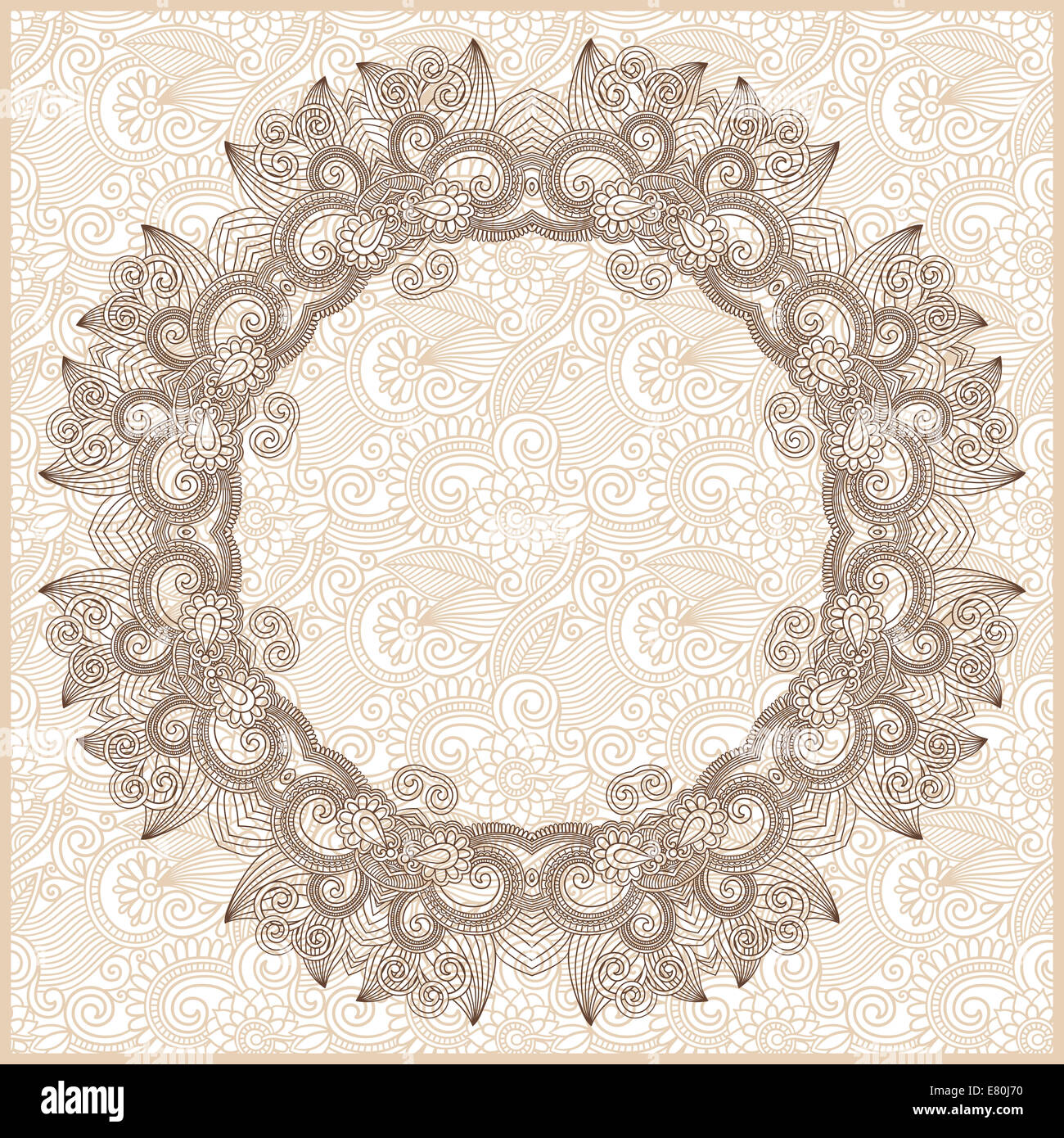 ornate circle floral card announcement Stock Photo - Alamy