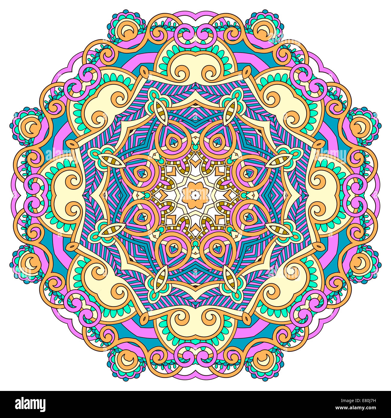 Circle flower ornament, ornamental round lace design Stock Photo - Alamy