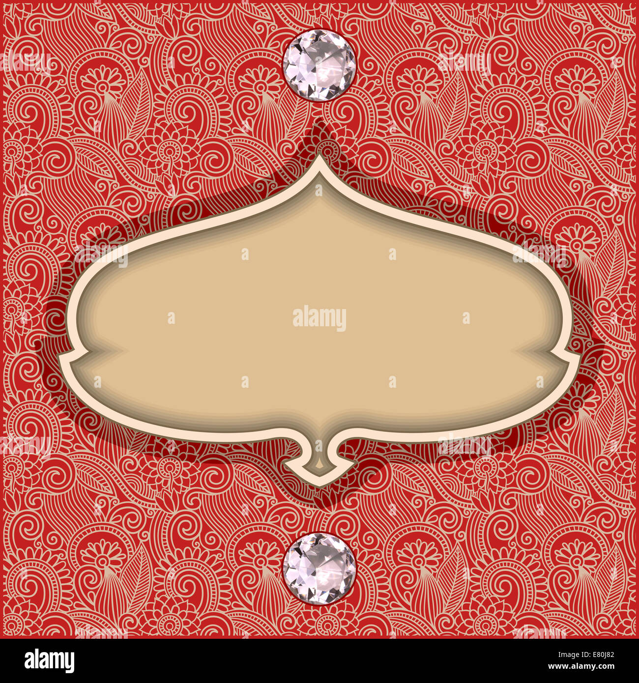 vintage template with diamond jewel on floral background Stock Photo ...