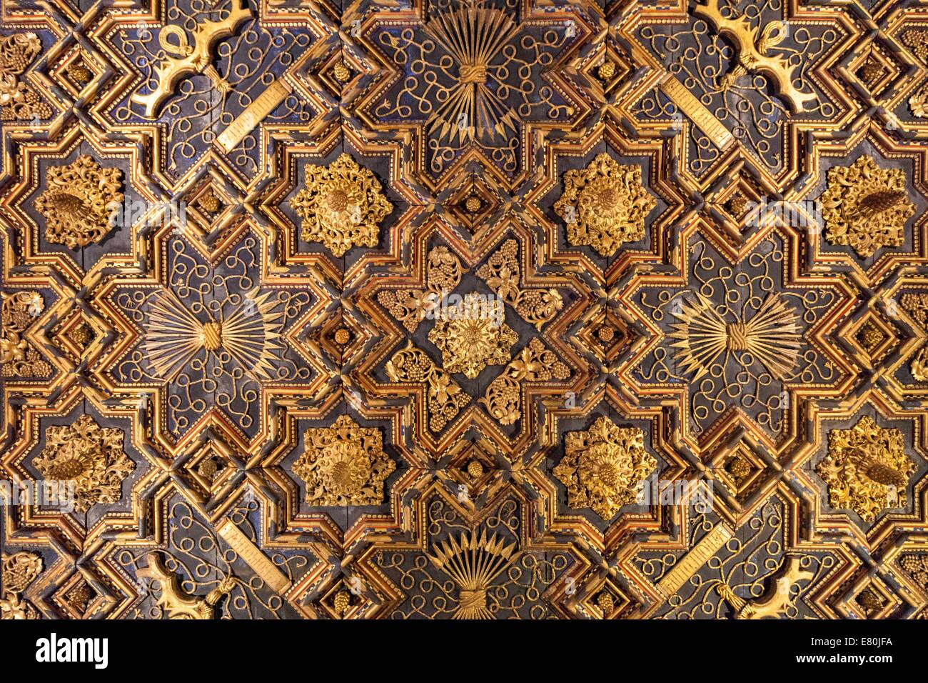 Elaborate decorative geometric pattern in the ceiling tiles of the ...
