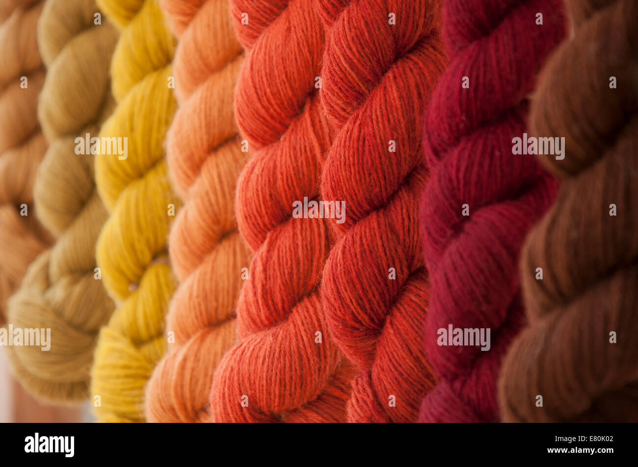 Colored skeins of wool hi-res stock photography and images - Alamy