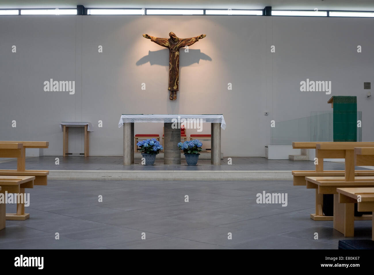 St Bede's Catholic church Basingstoke with altar and illuminated ...