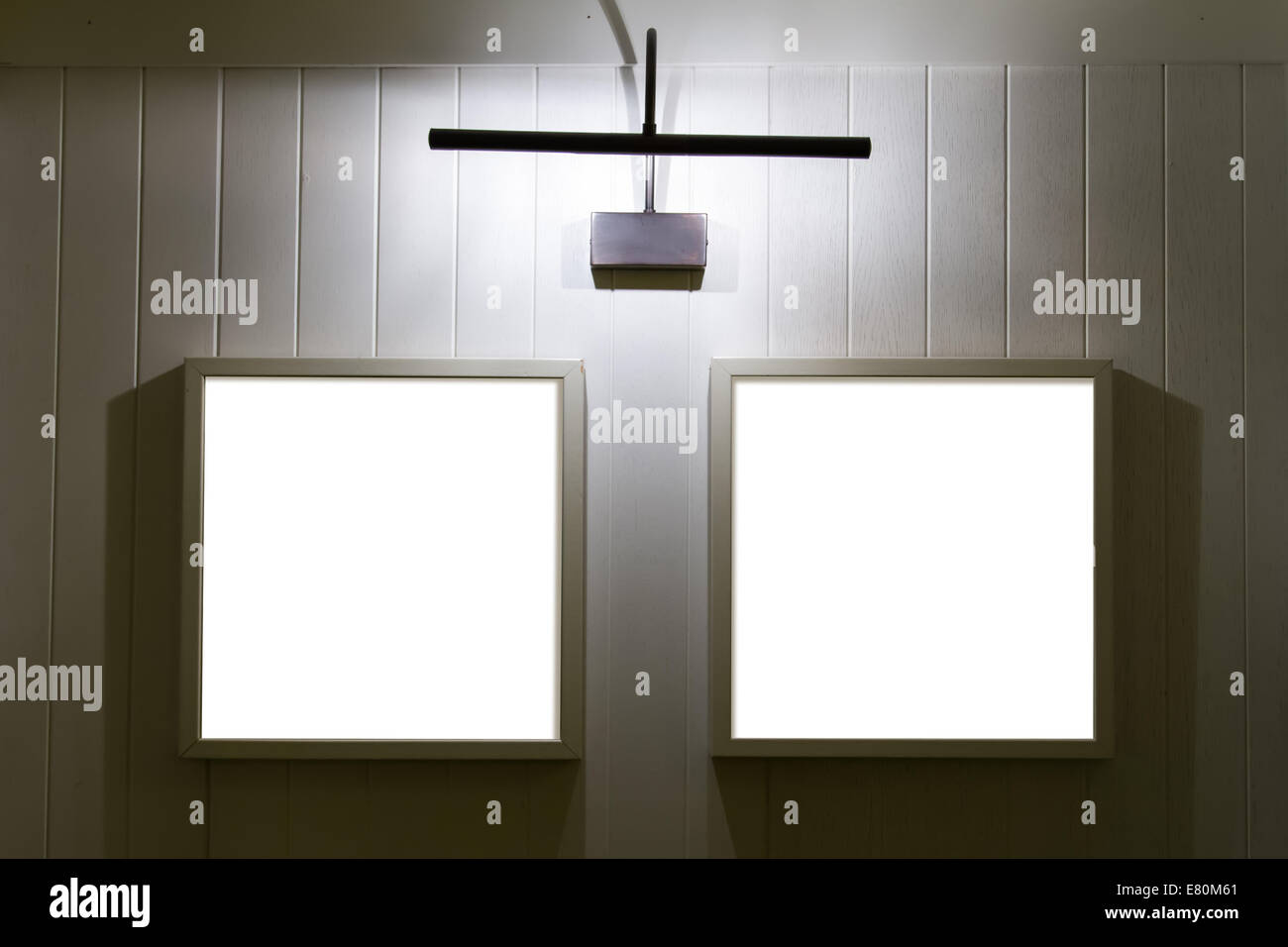 Modern, double, blank gallery frame, interior scene, advertisement ...