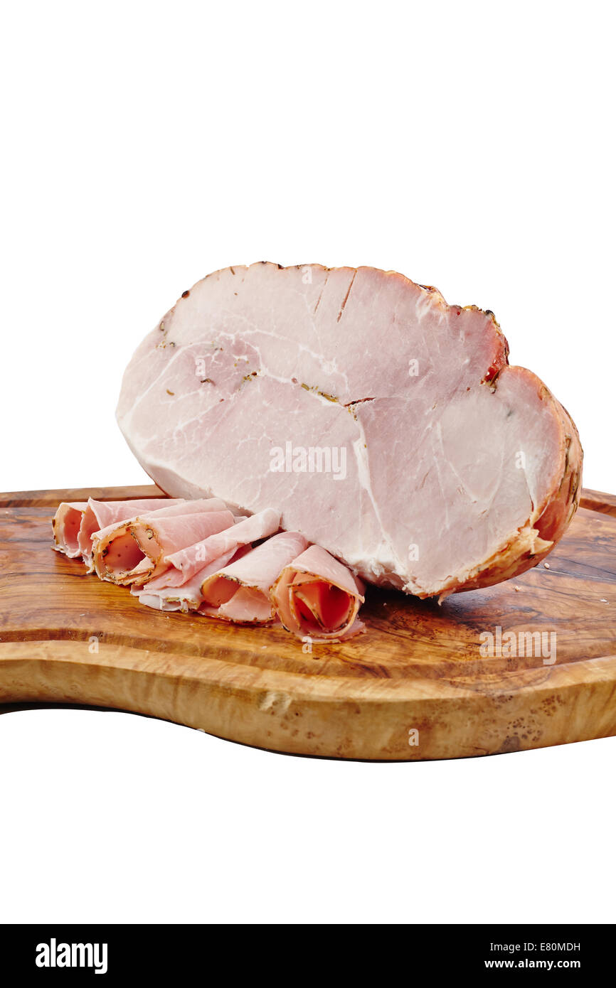 Types of meats on a wooden board, with white background, transparent ...
