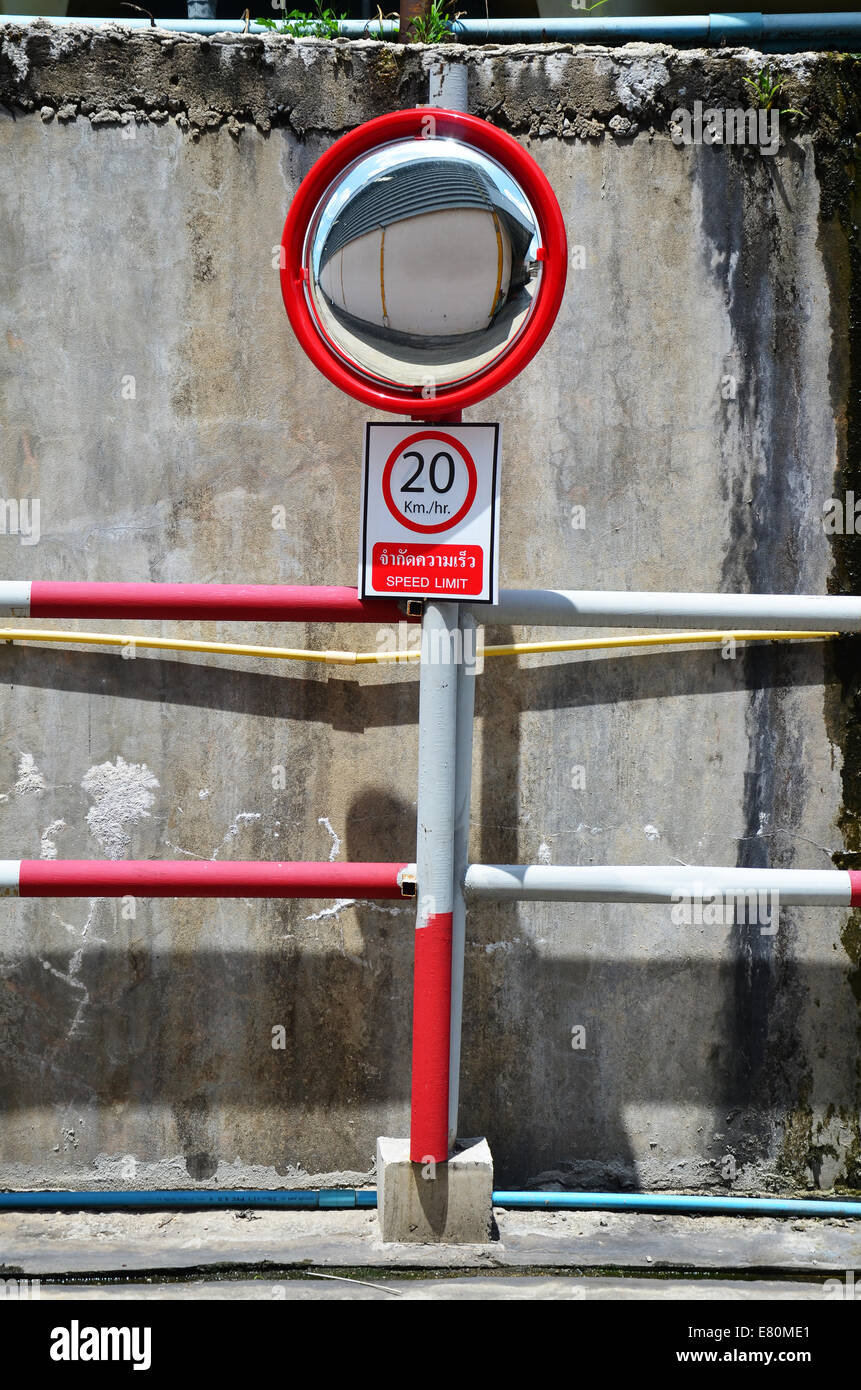 Traffic Mirror and Traffic sign Stock Photo - Alamy
