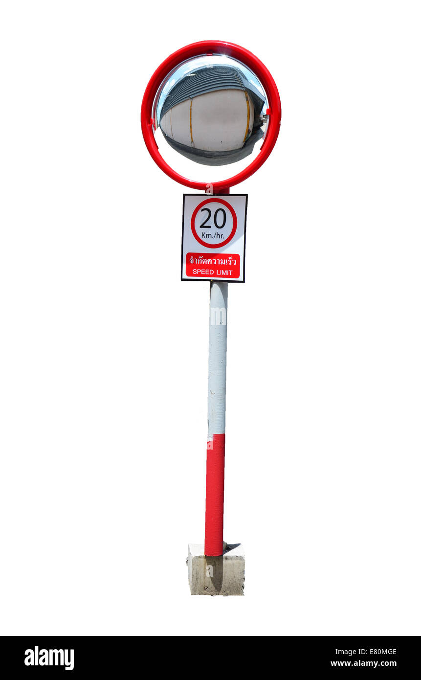 Traffic Mirror and Traffic sign Stock Photo - Alamy