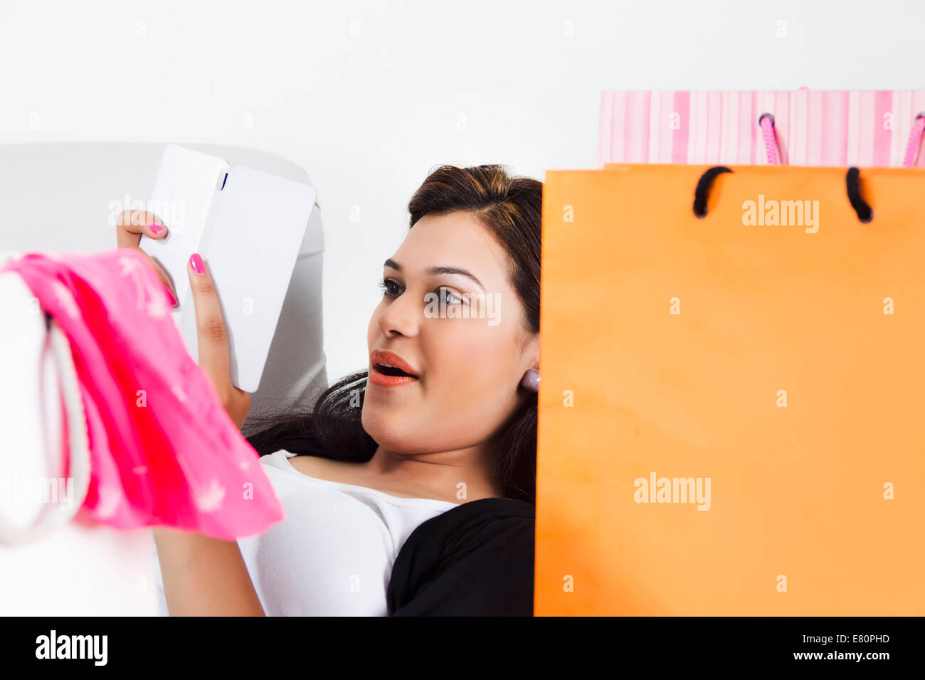 indian Beautiful Ladies Watching phone Stock Photo - Alamy