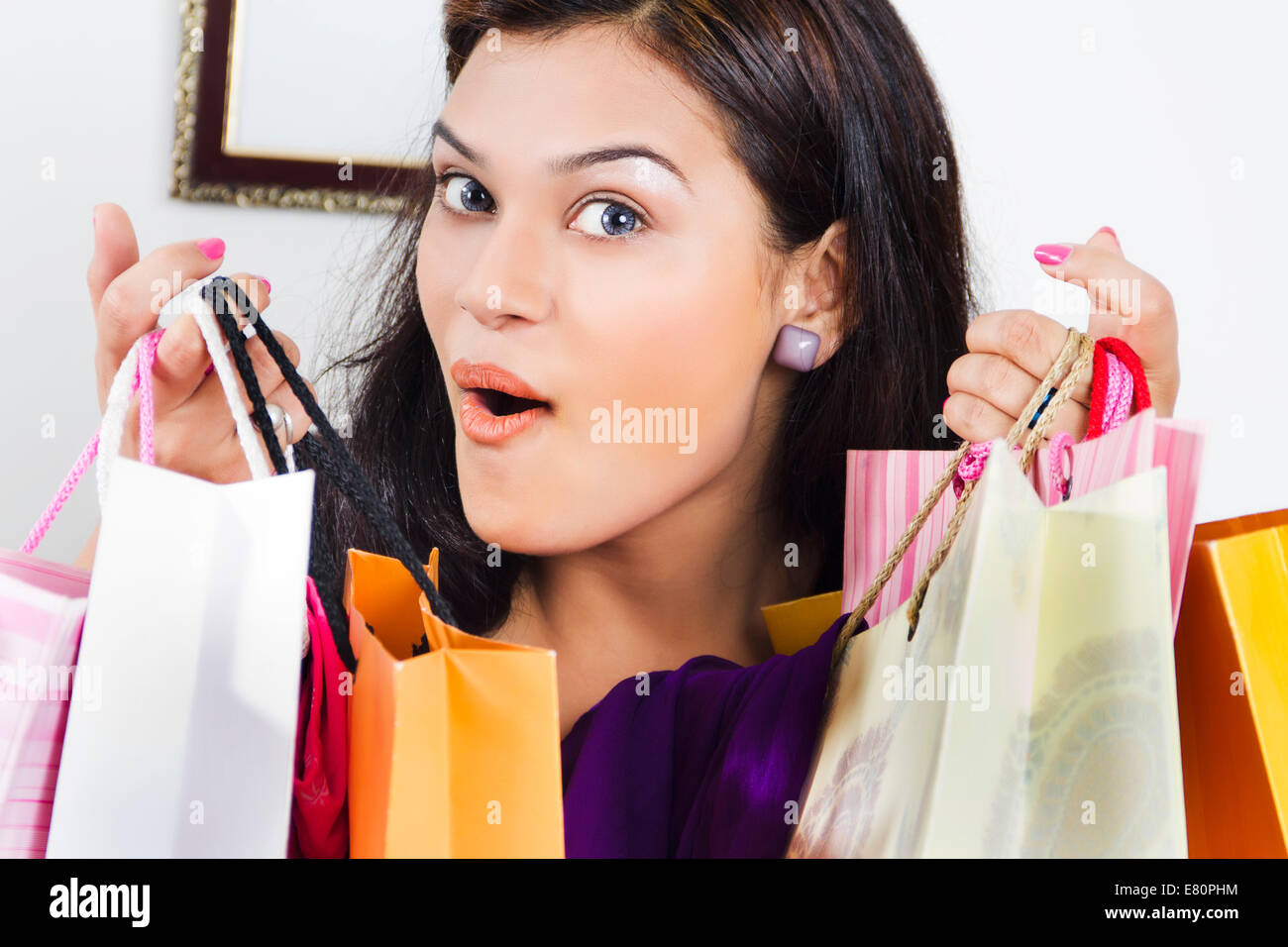 indian Beautiful Ladies Shopping Stock Photo - Alamy