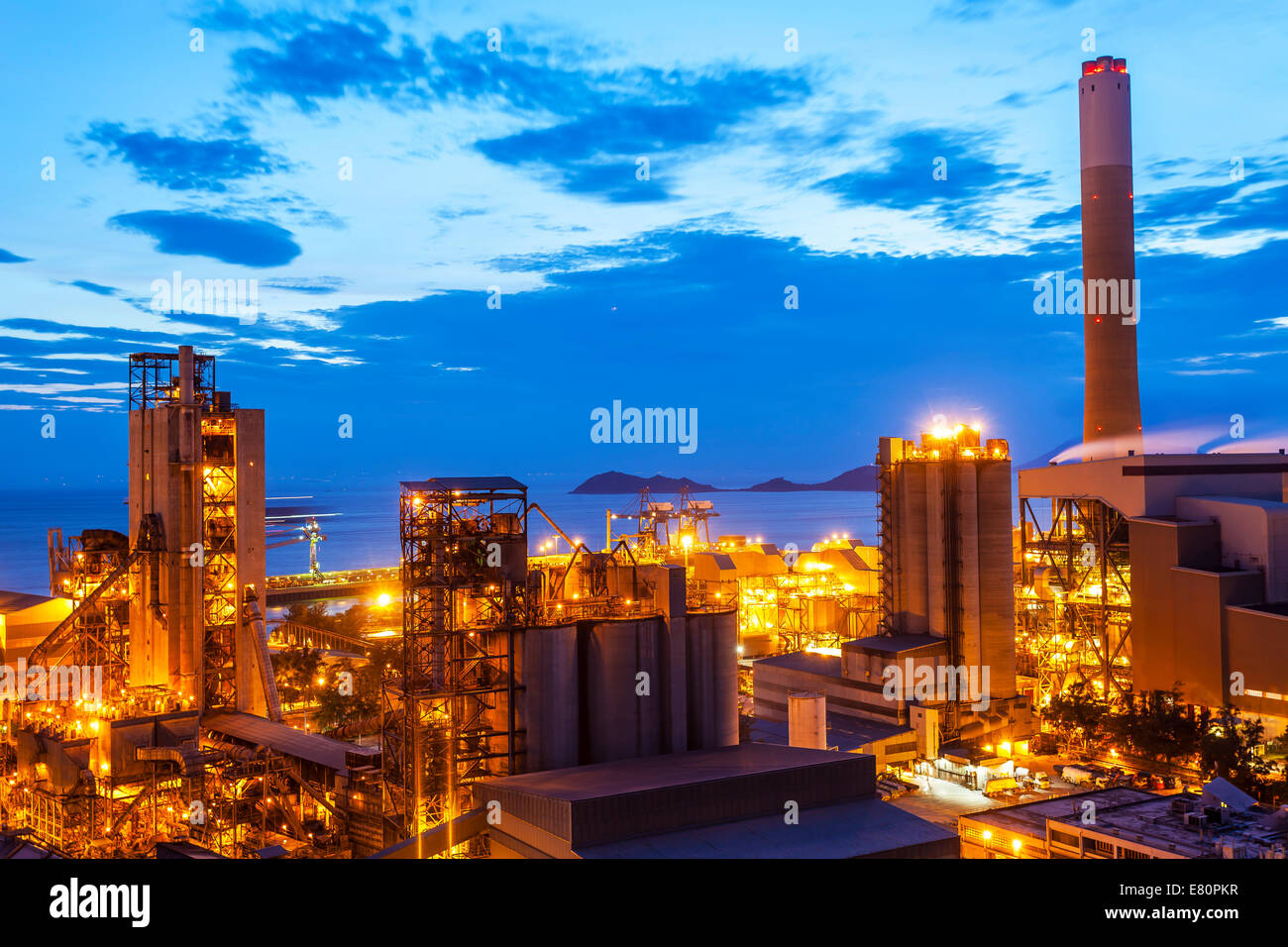 Power station at night Stock Photo - Alamy