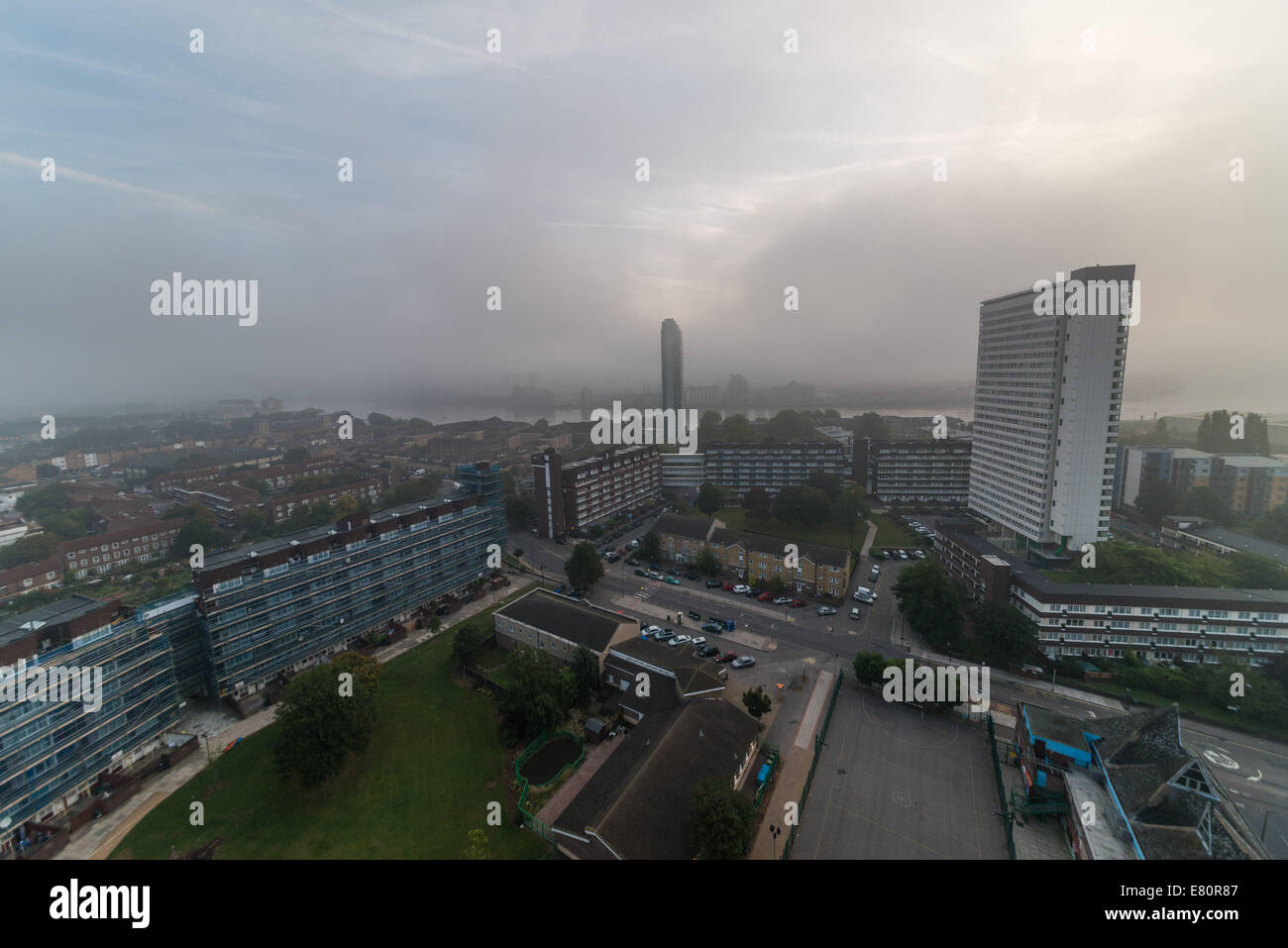Heavy fog covered London Stock Photo - Alamy