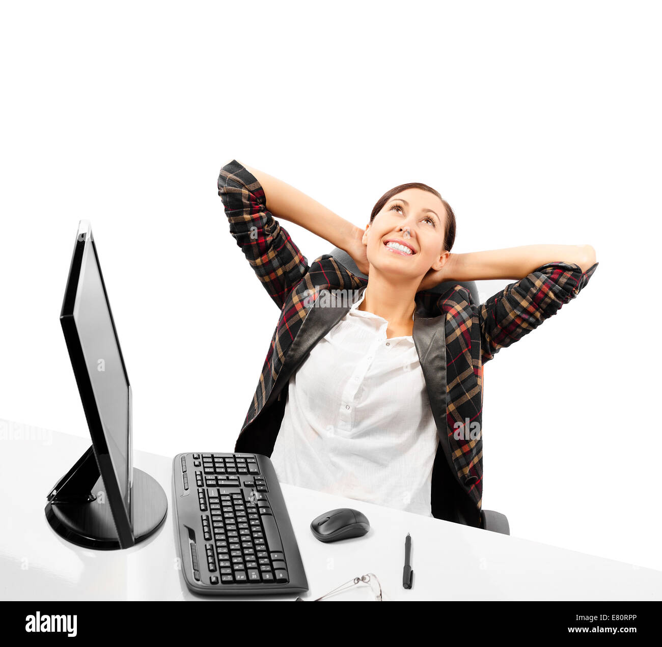 The business woman is relaxing at work Stock Photo - Alamy