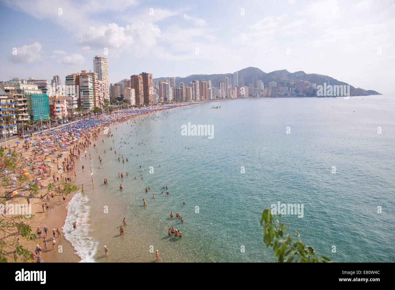 Levante beach in Benidorm full of people Stock Photo - Alamy