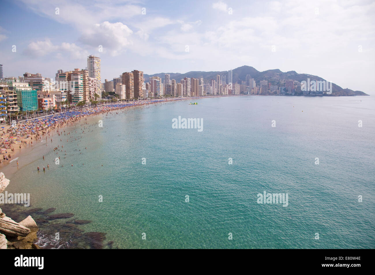 Levante beach in Benidorm full of people during the summer Stock Photo ...