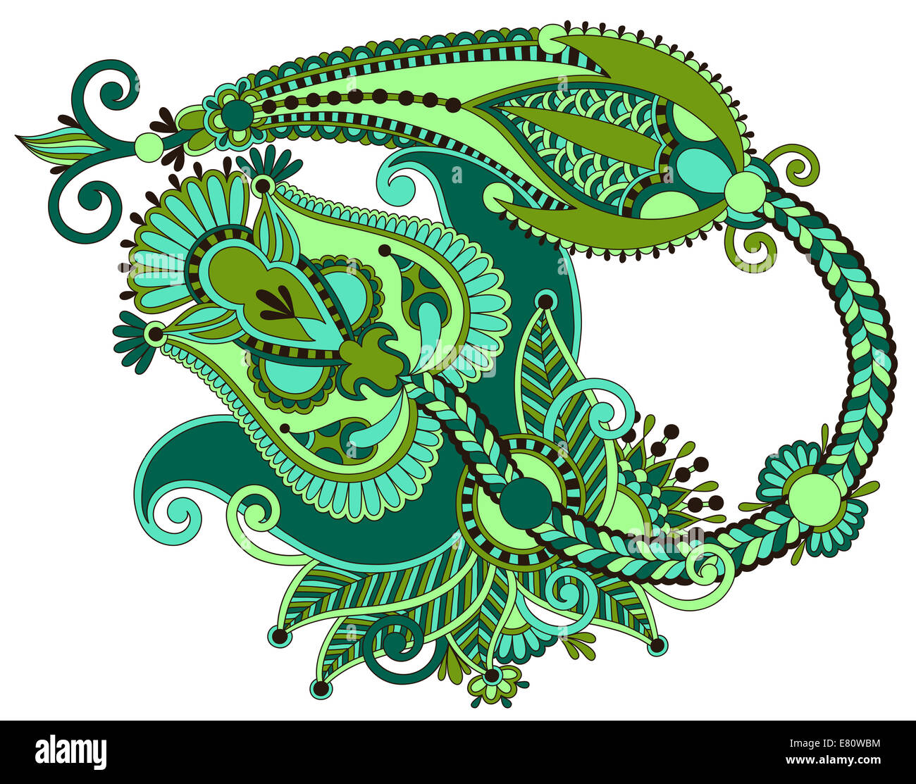 original hand draw line art ornate flower design. Ukrainian trad Stock ...