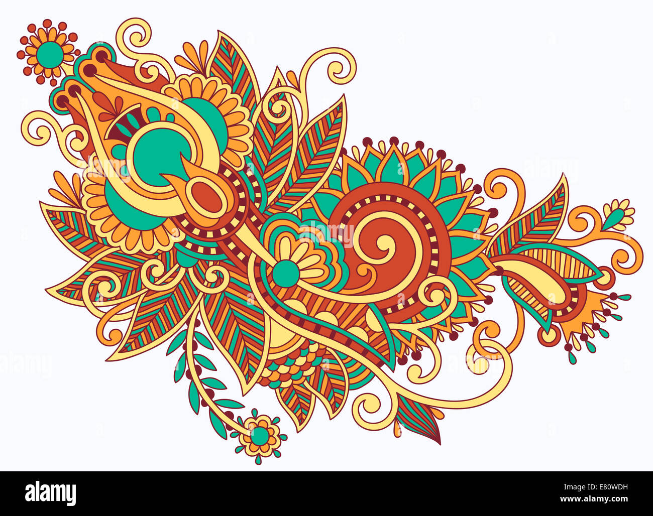 original hand draw line art ornate flower design. Ukrainian trad Stock ...