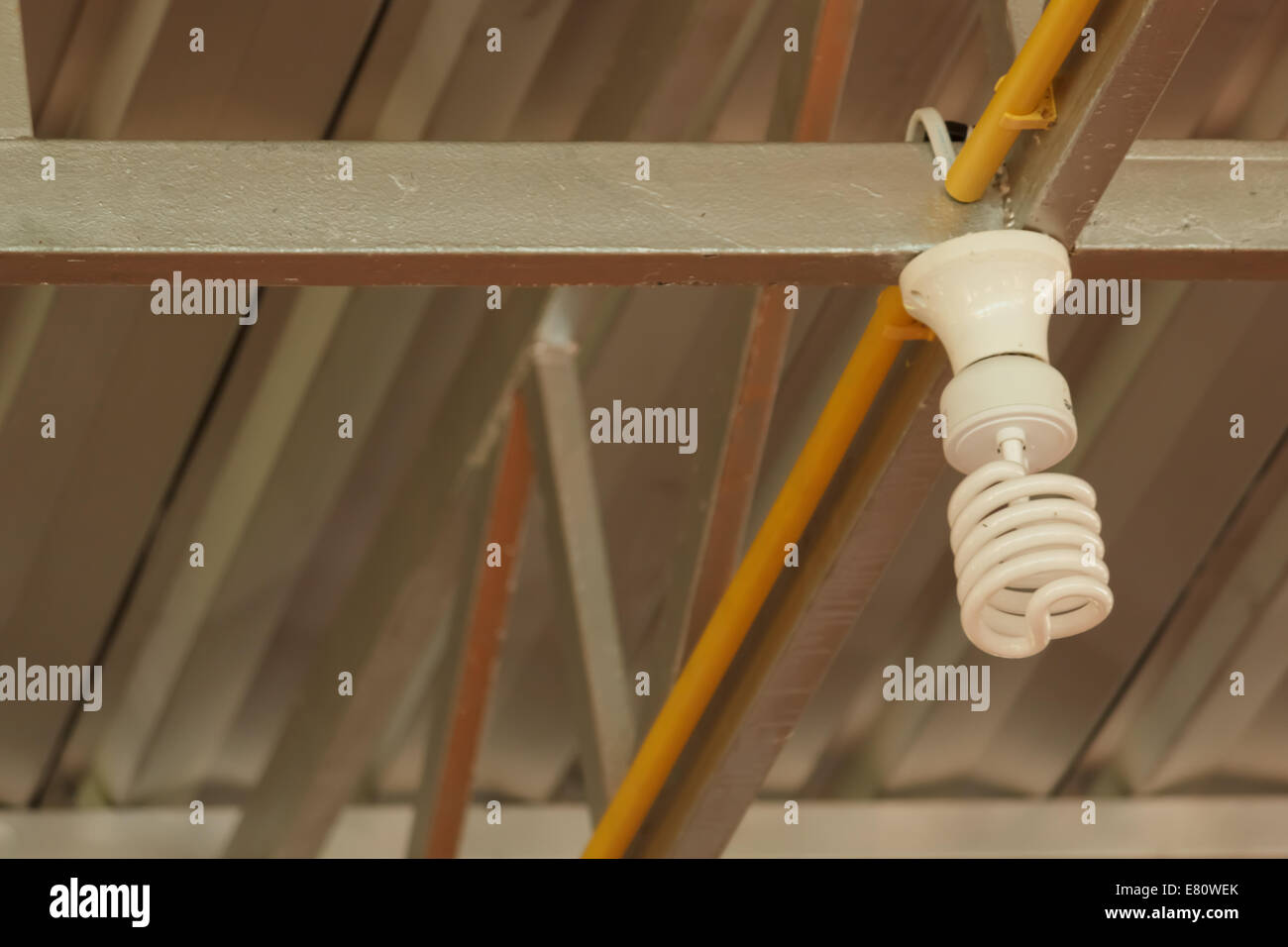 Fluorescent bulbs on the roof structure Stock Photo - Alamy