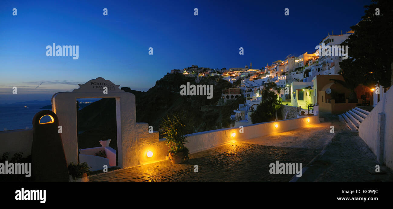 Night view at Santorini Fira Stock Photo - Alamy