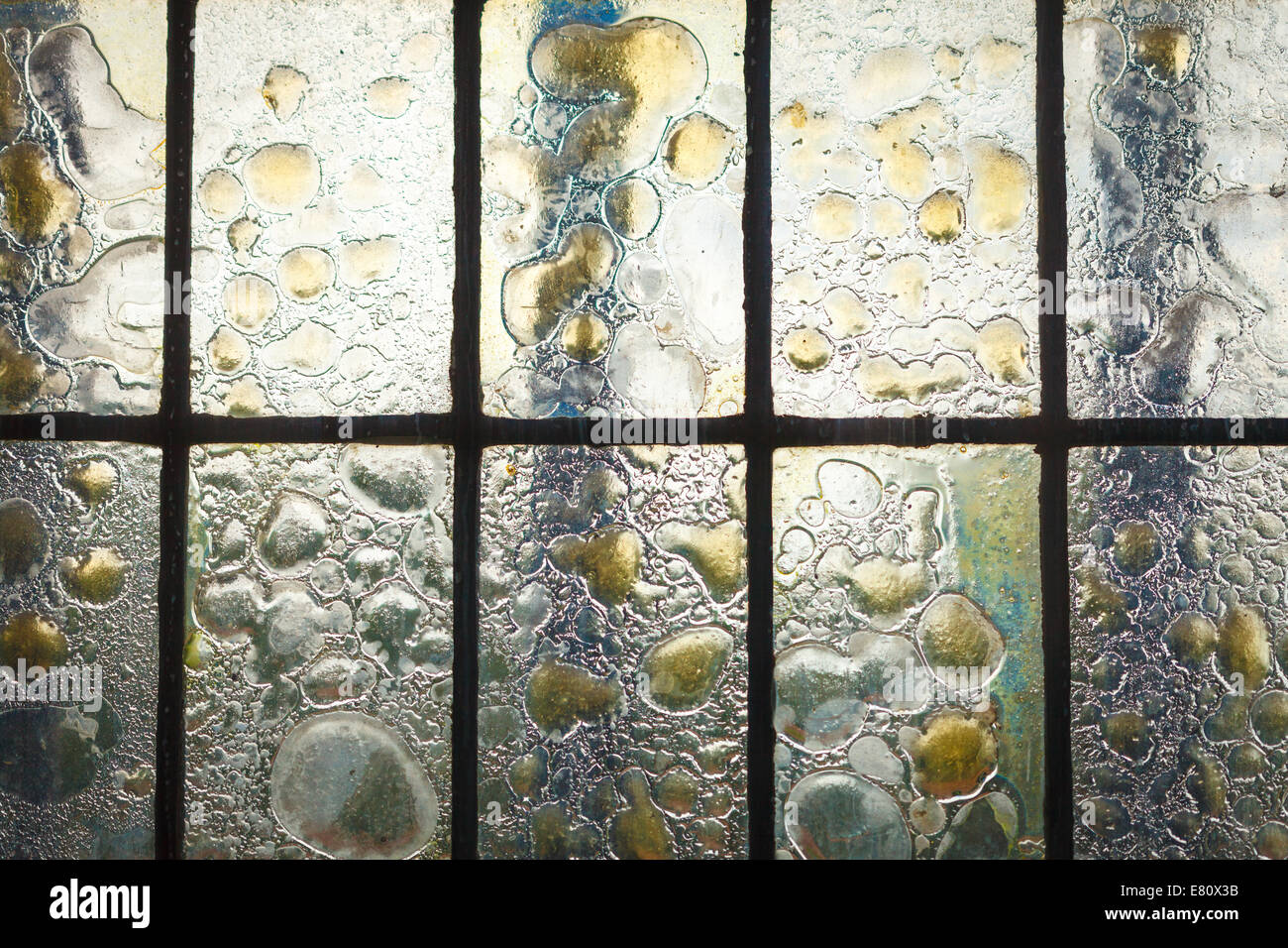 stained glass window with regular block pattern in hue of blue Stock ...