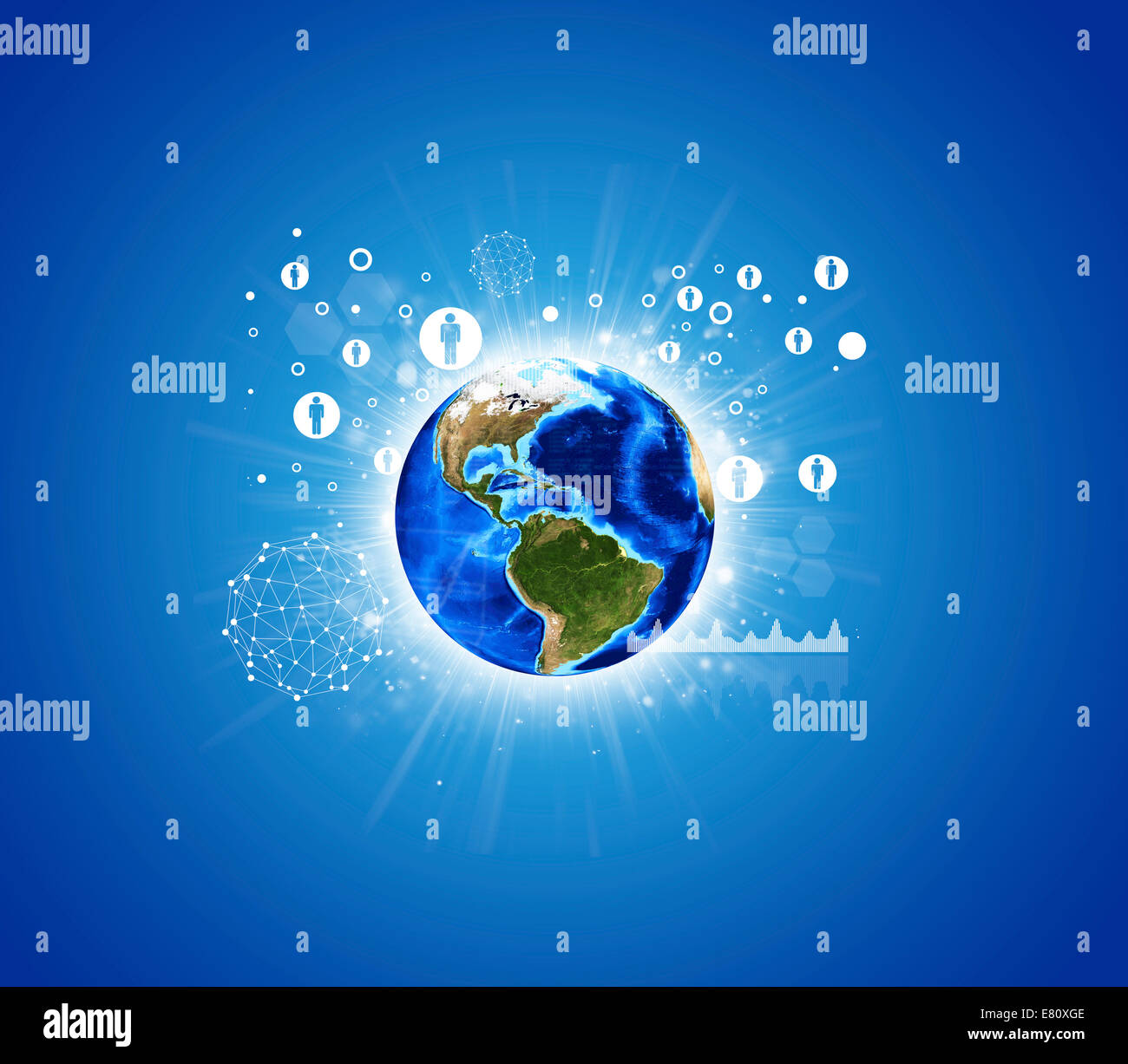 Earth with graphs and network Stock Photo - Alamy