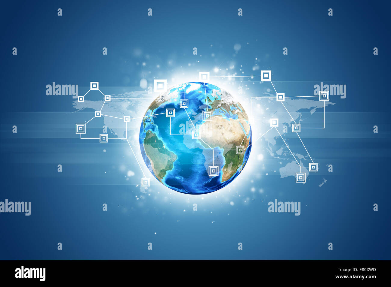 Earth with world map and network Stock Photo - Alamy