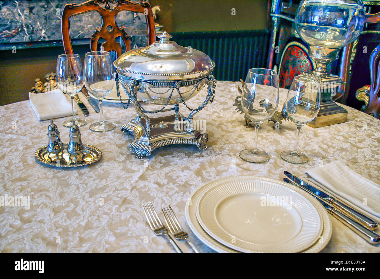 Antique dining table Stock Photo - Alamy