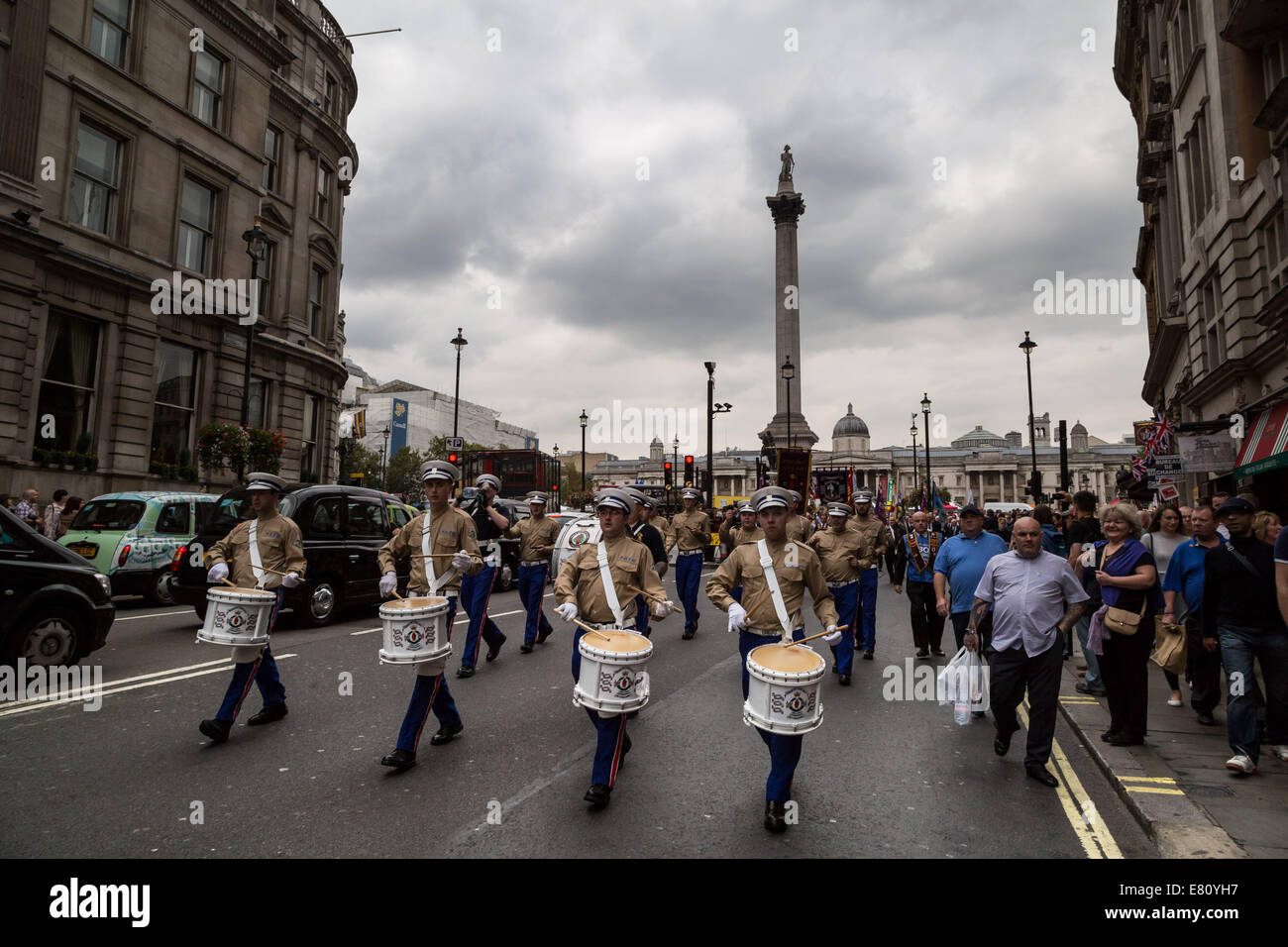London, UK. 27th Sept, 2014. Lord Carson memorial parade march through ...