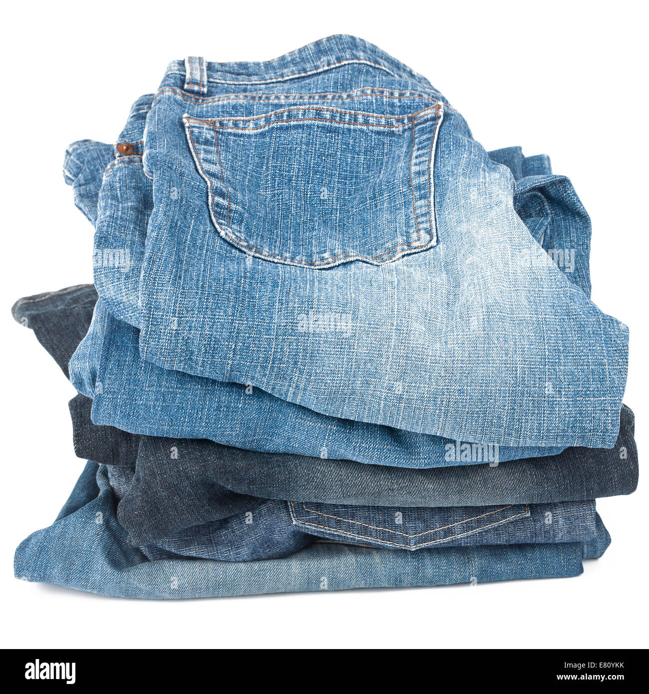 Stack of jeans isolated on white background Stock Photo - Alamy