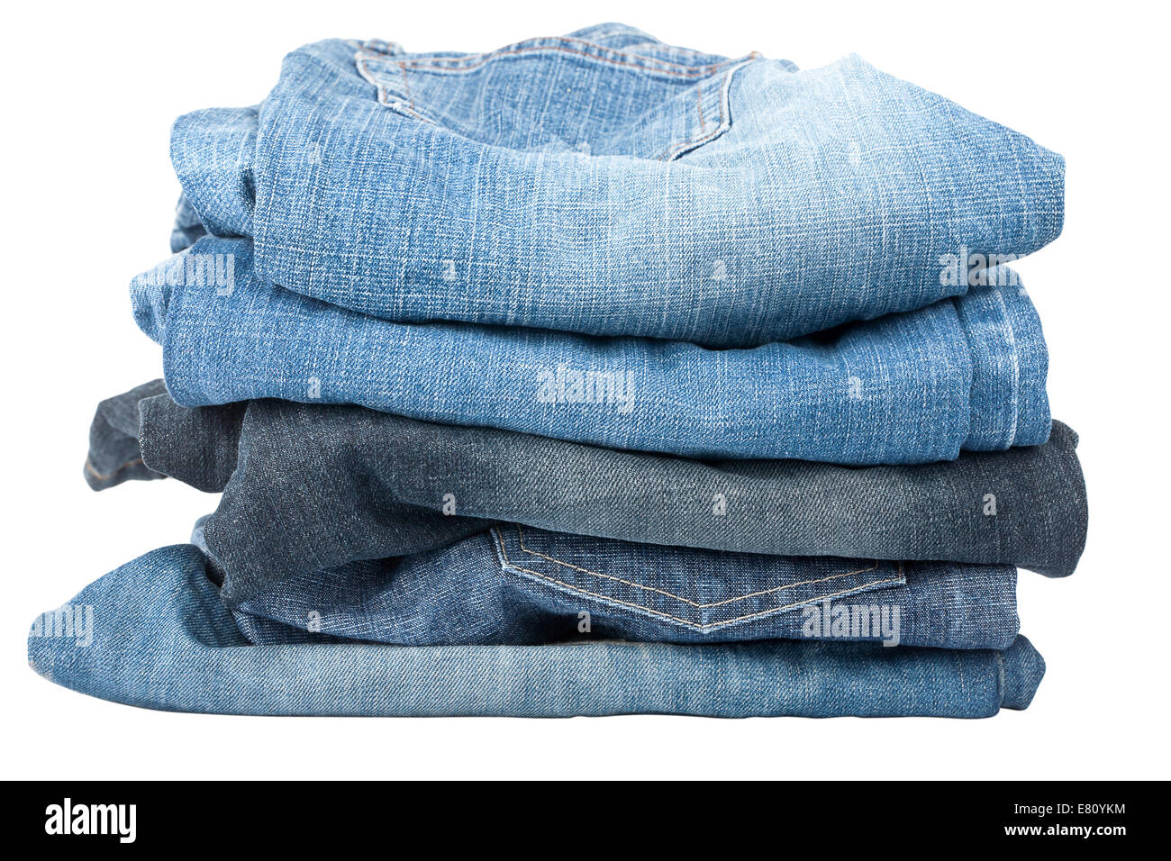 Stack of jeans isolated on white background Stock Photo - Alamy