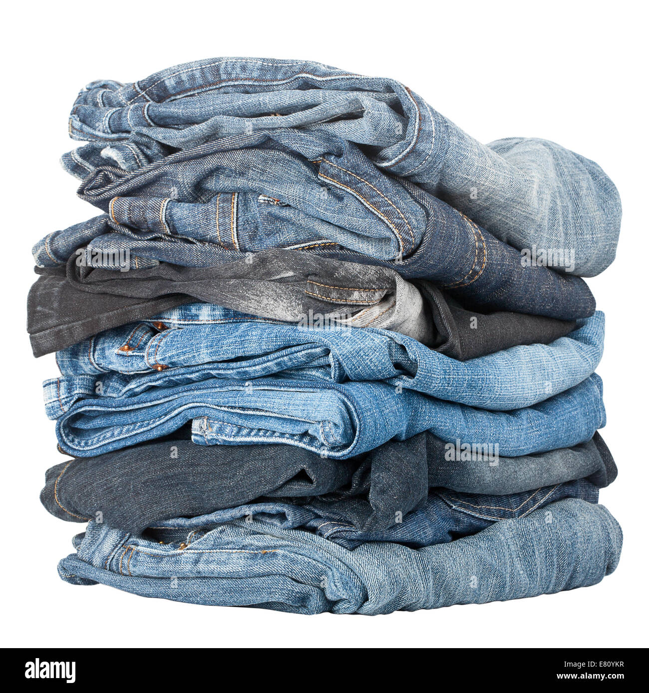 Stack of jeans isolated on white background Stock Photo - Alamy