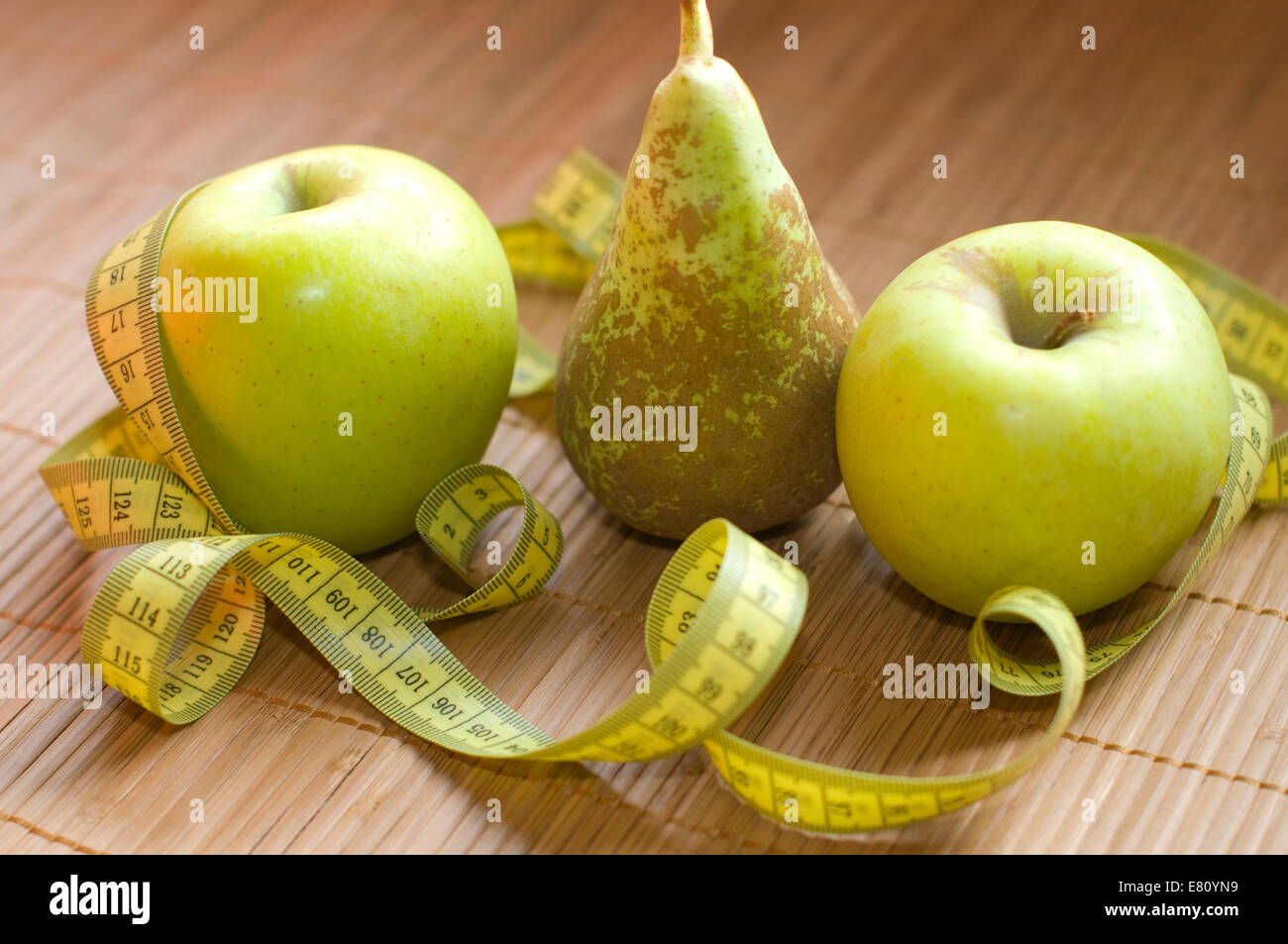Fruits and metric ribbon, symbol for diet and healthy lifestyle Stock ...