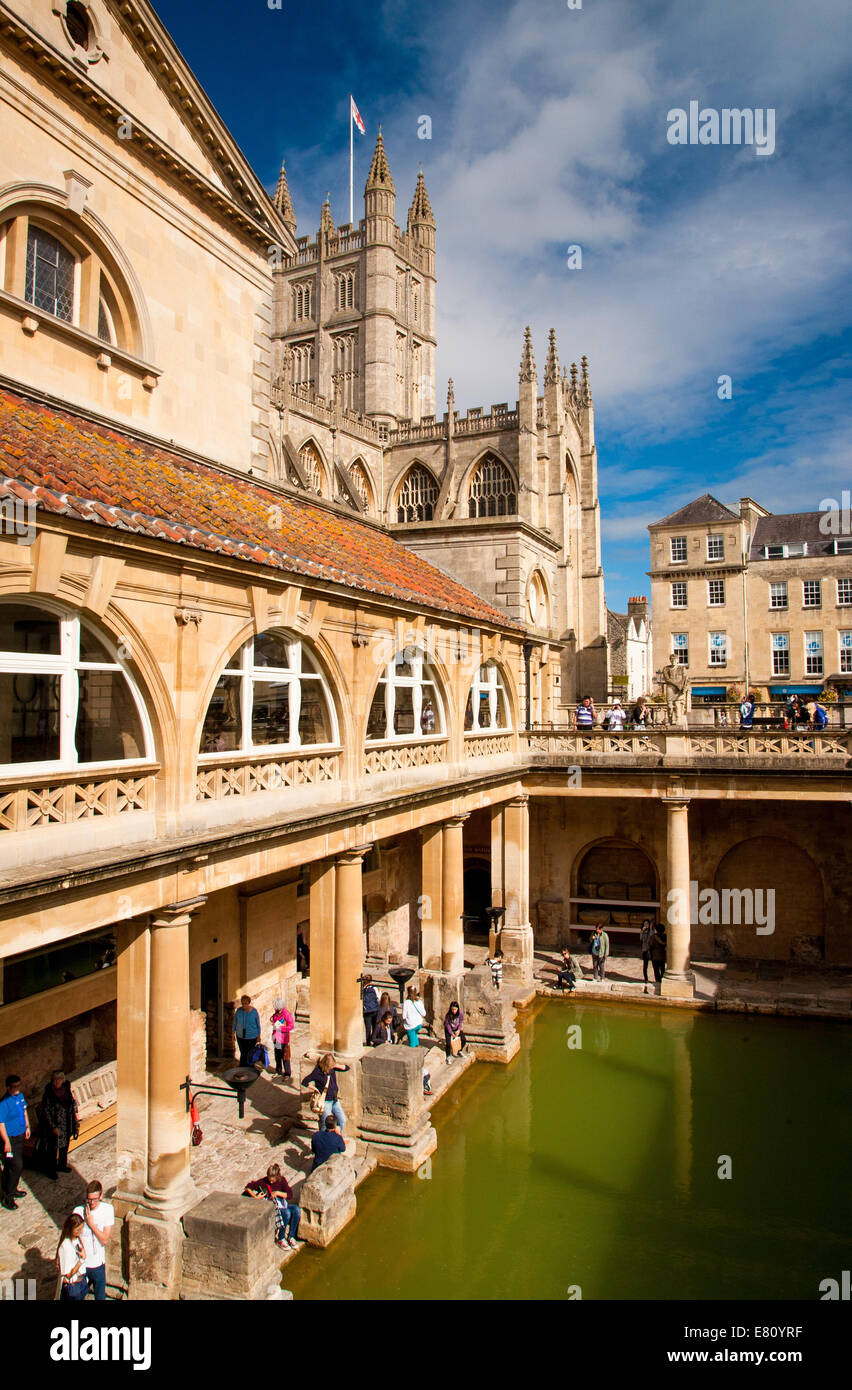 The Roman Baths, the great bath, the only hot springs in the UK, Bath ...