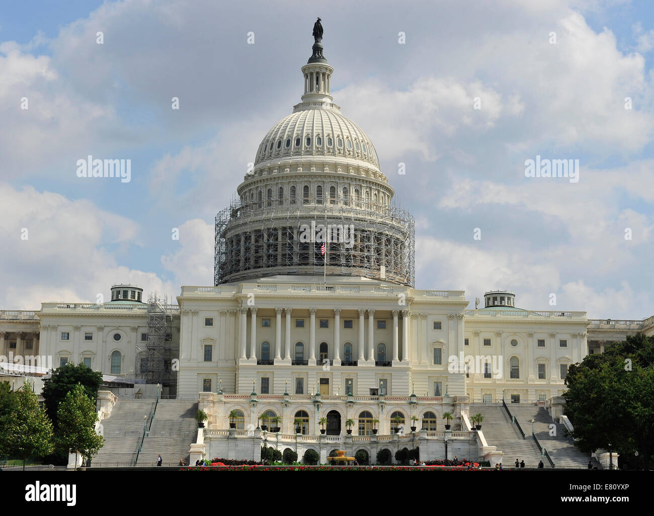 Scaffolding is erected around the United States Capitol Dome as part of ...