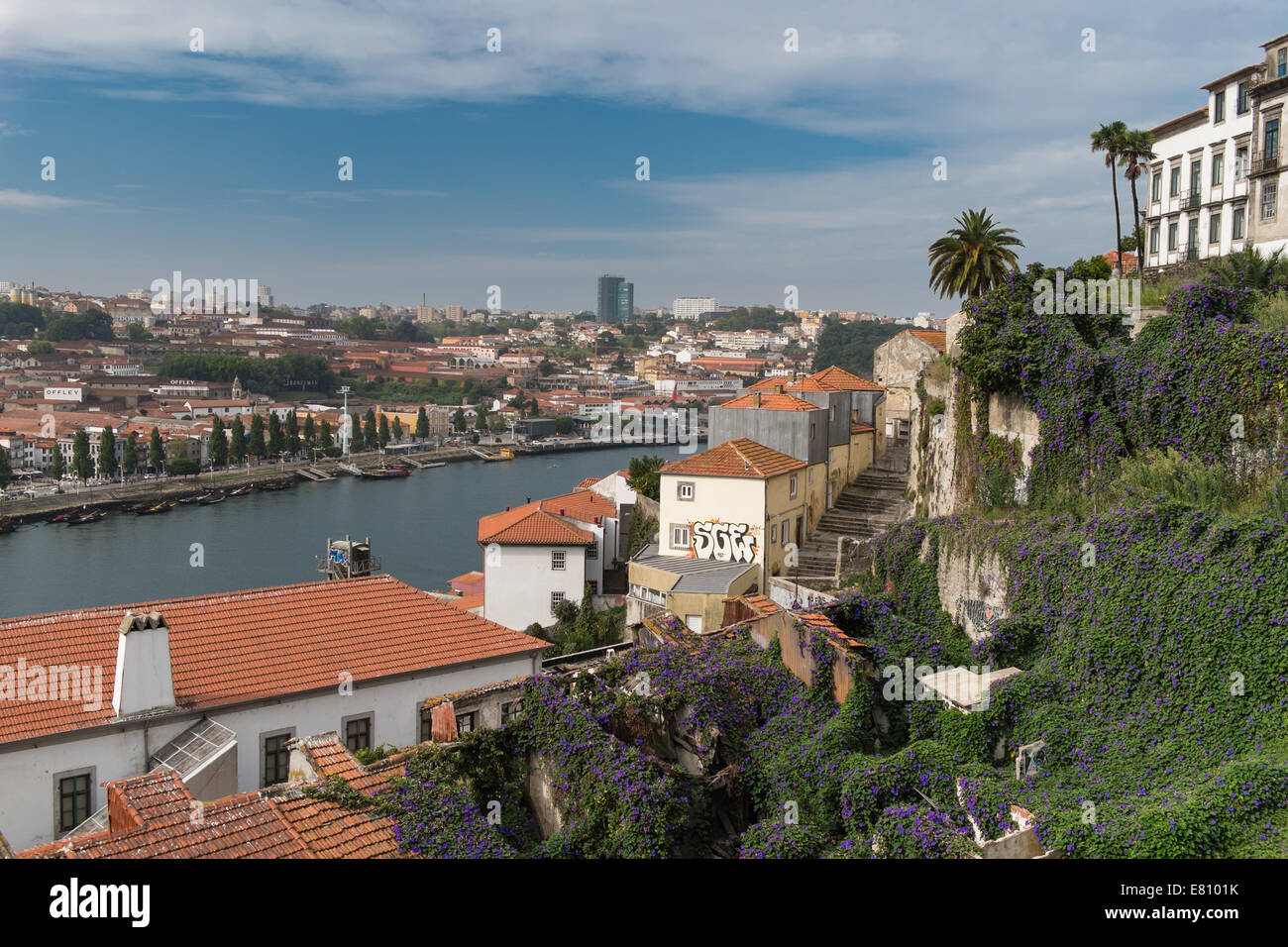 Looking down on the Ribeira riverside district from the Luiz I bridge ...