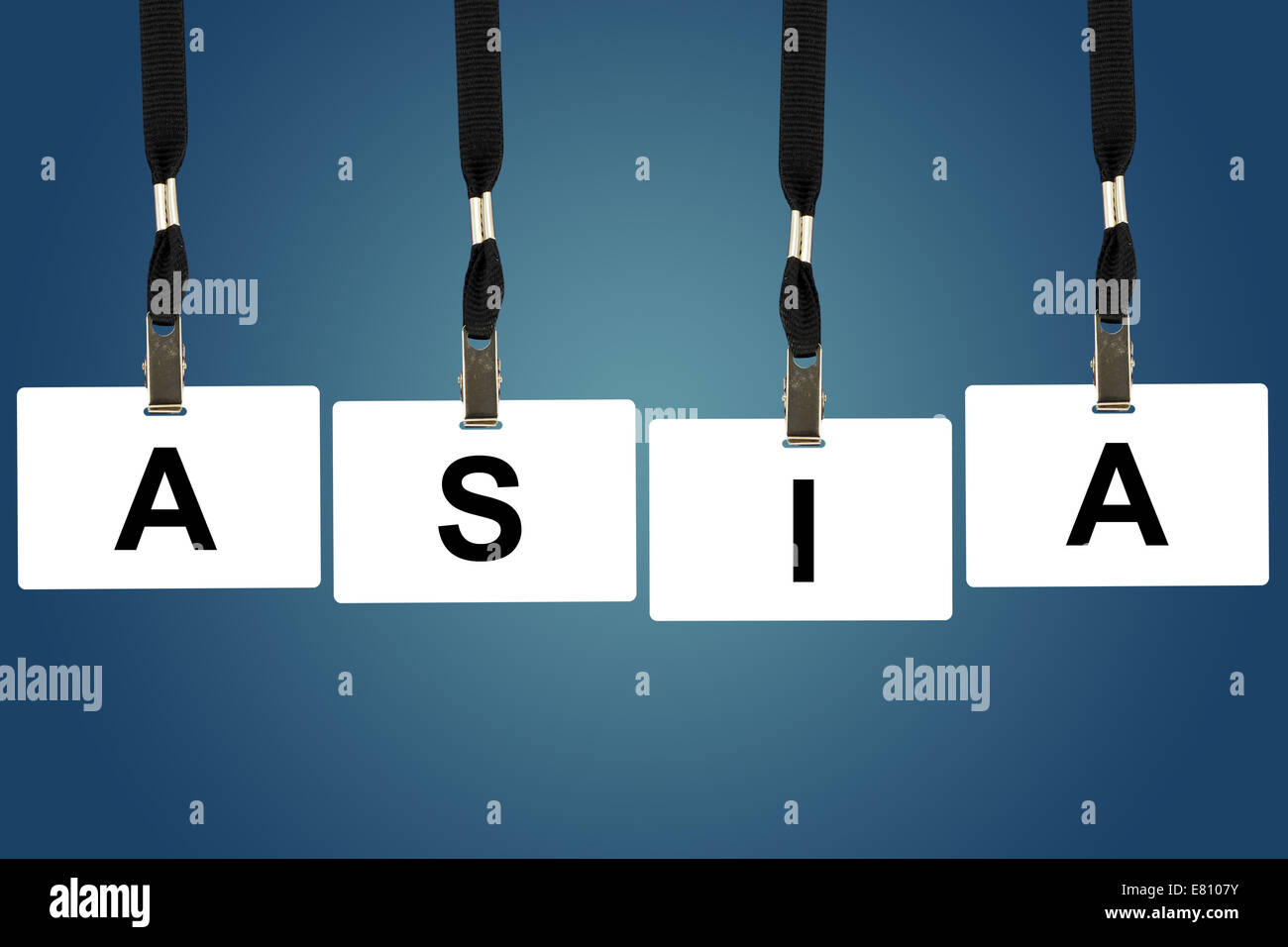 asia word on badge with blue background Stock Photo - Alamy