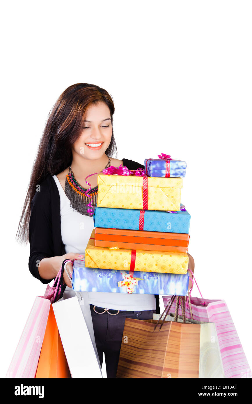 indian Beautiful Ladie Shopping Stock Photo - Alamy