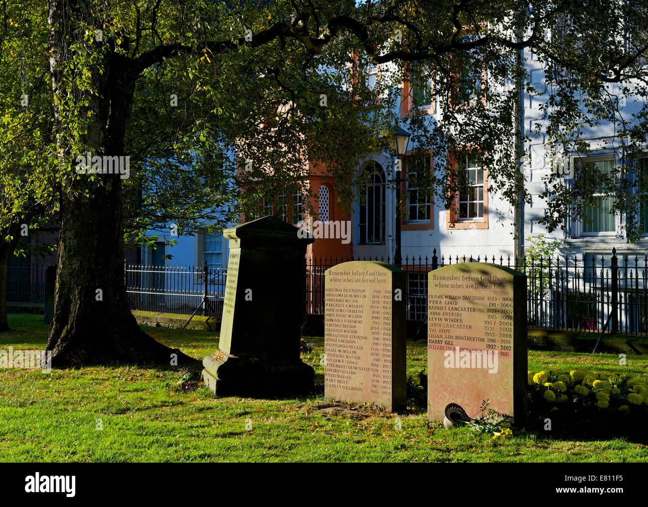 Headstones in the graveyard of St Andrew's Church, Penrith, Cumbria ...