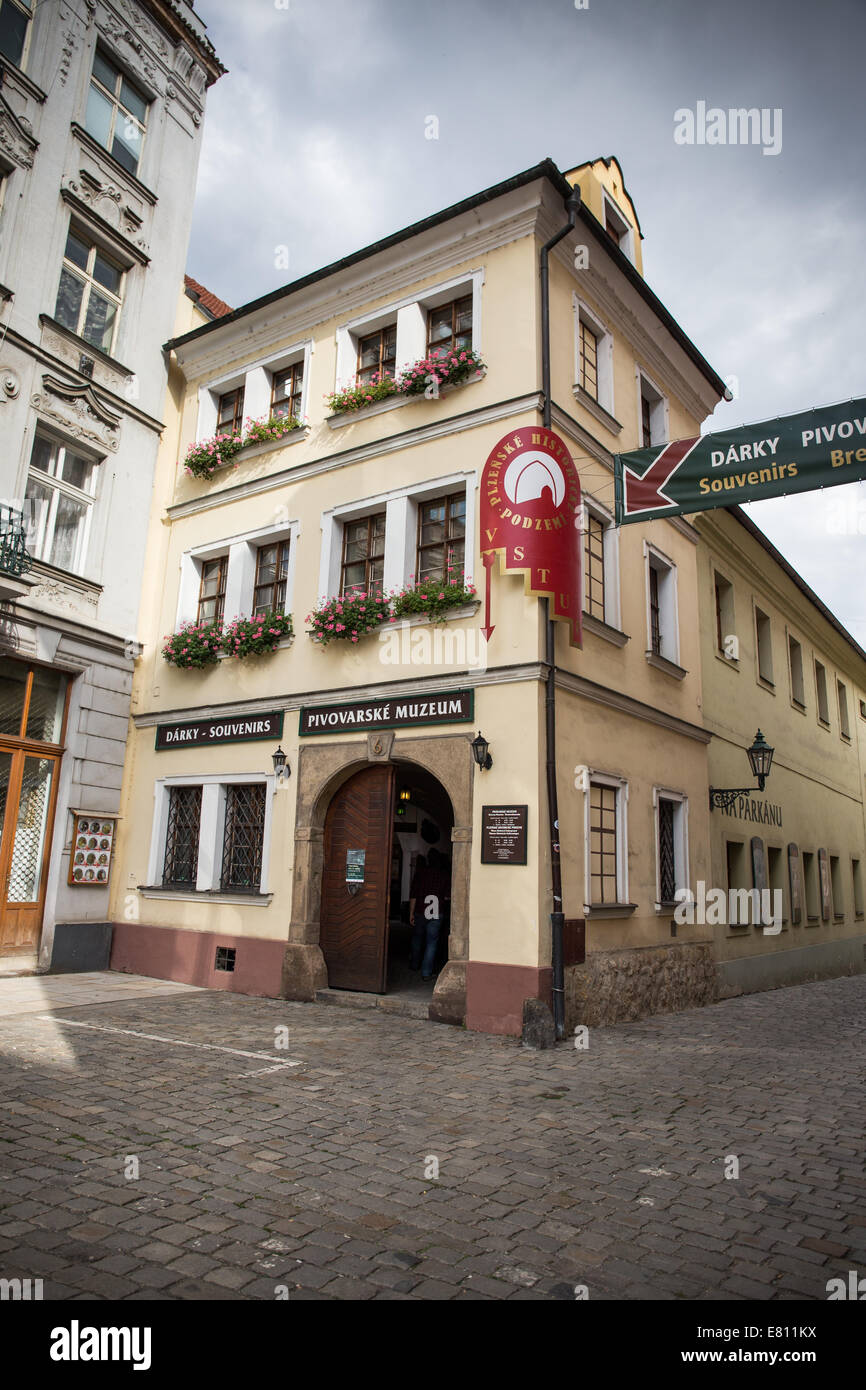 Museum the Brewery museum exterior the Old town Pilsen, Czech Republic ...