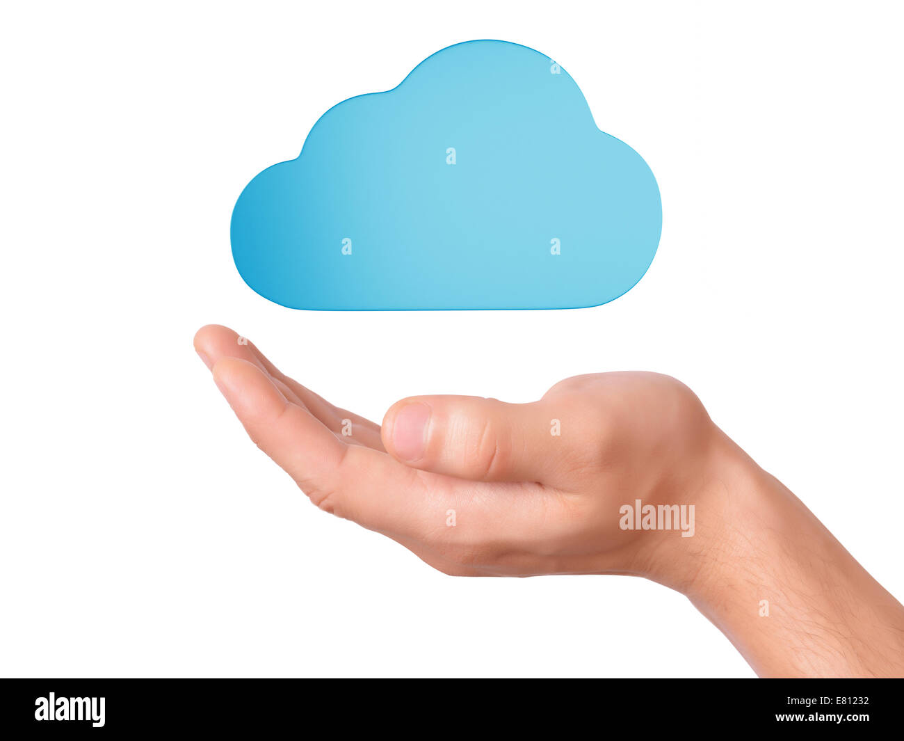 hand hold cloud computing symbol on white background. internet concept ...