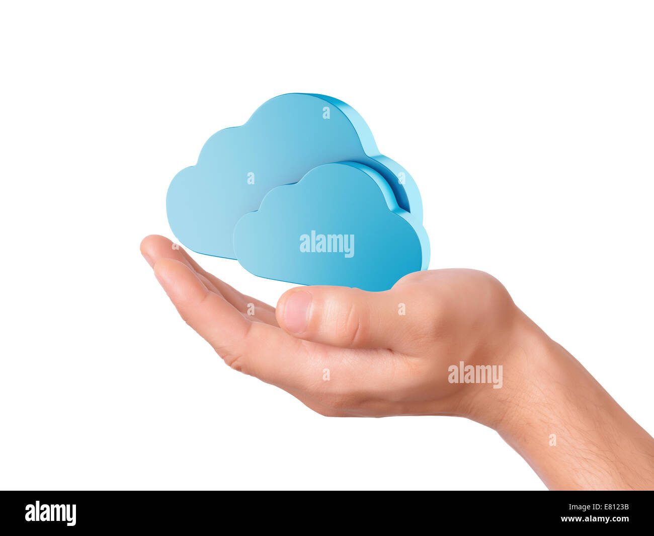 hand hold cloud computing symbol on white background. internet concept ...