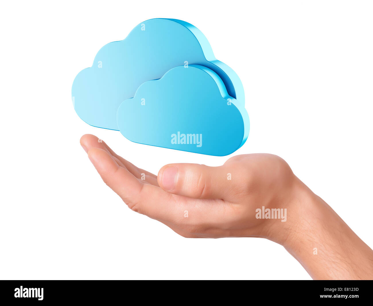 hand hold cloud computing symbol on white background. internet concept ...