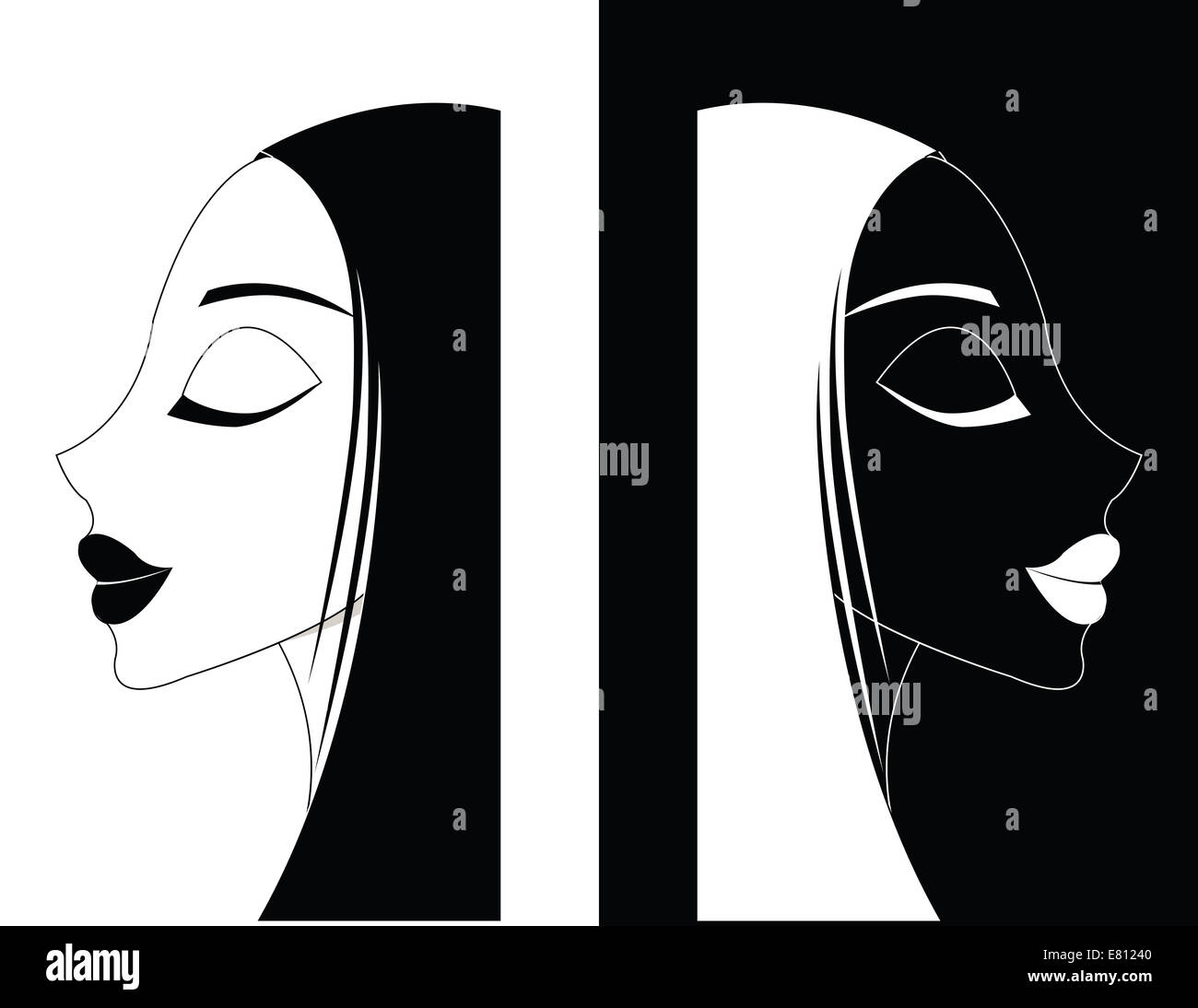 Girl or Women ying-yang Stock Photo - Alamy