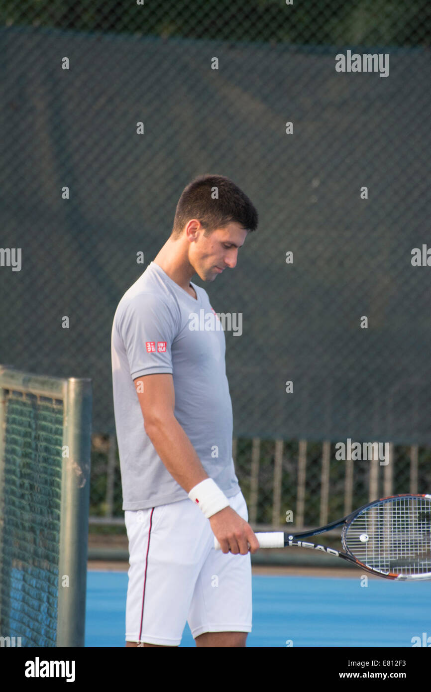 Beijing, China. 27th September, 2014. Novak Djokovic training at China ...