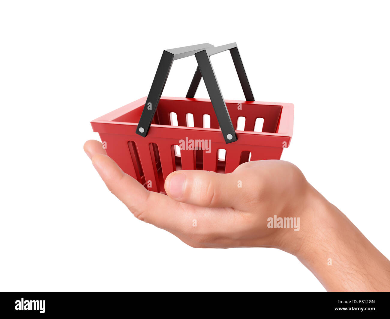 image of hand hold a Shopping cart. commerce concept on white ...