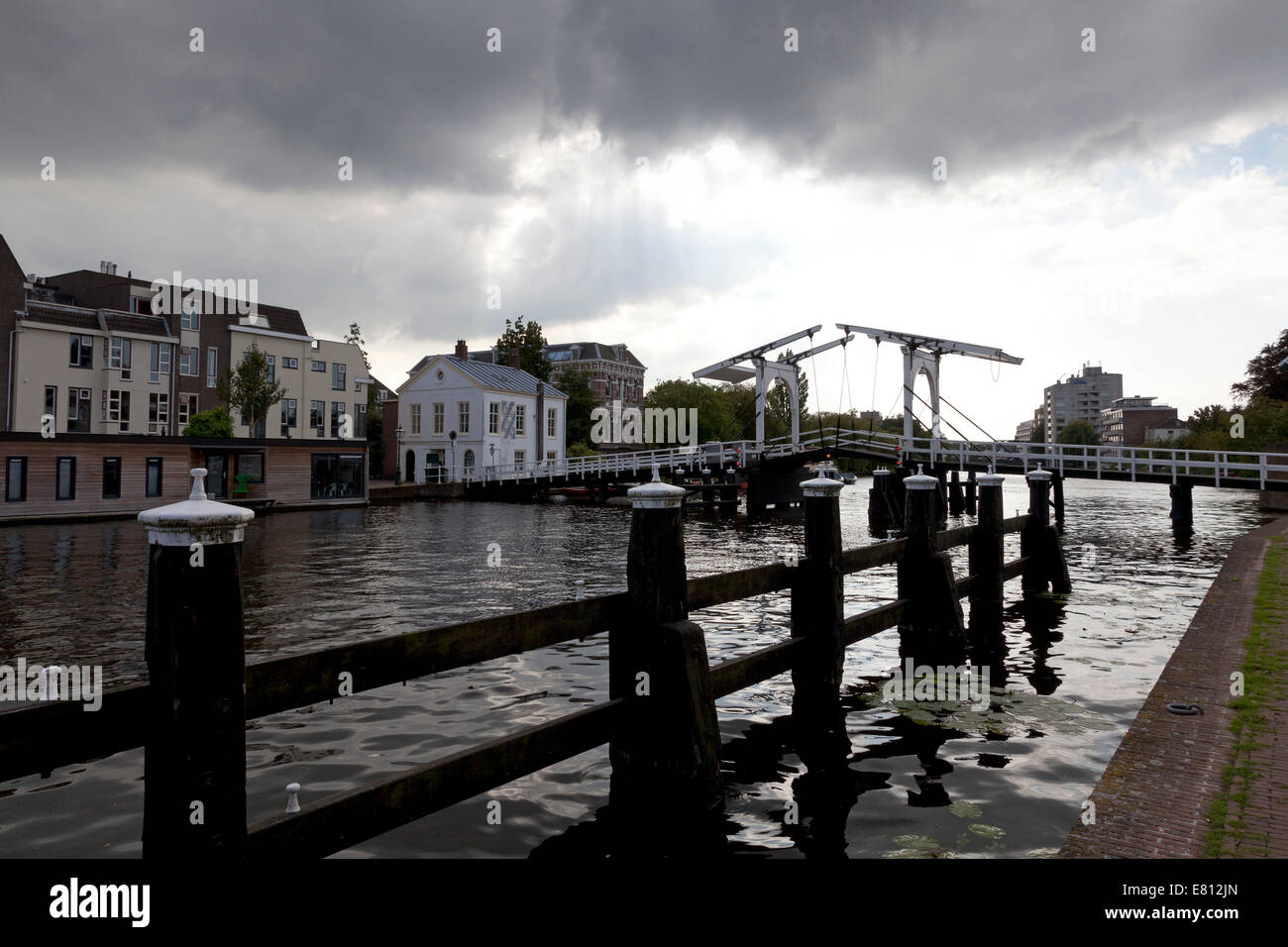 Rembrandtbrug over the galgewater in the city of Leiden, Netherlands ...