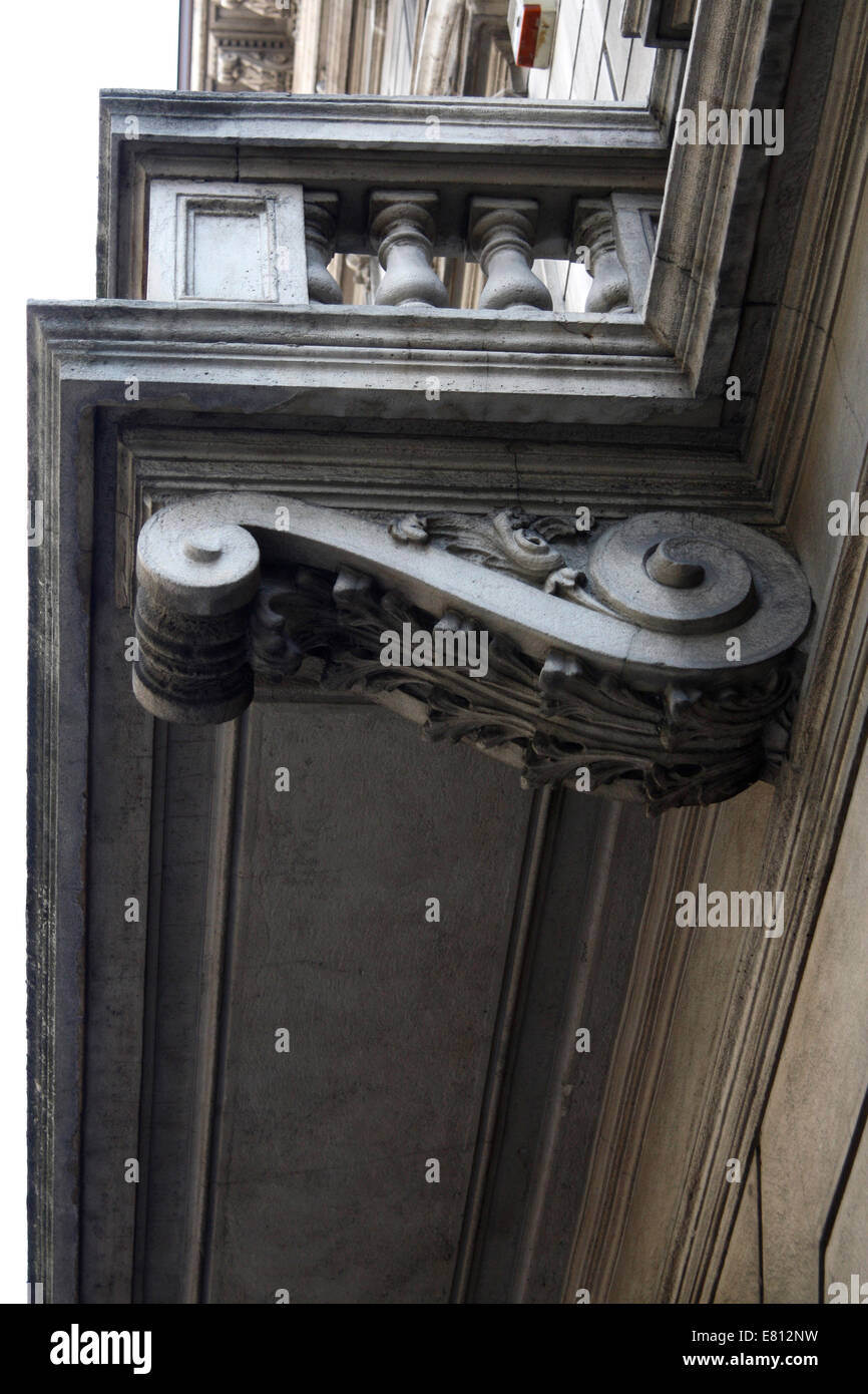 Bottom view of a balcony, Milan, Italy Stock Photo - Alamy